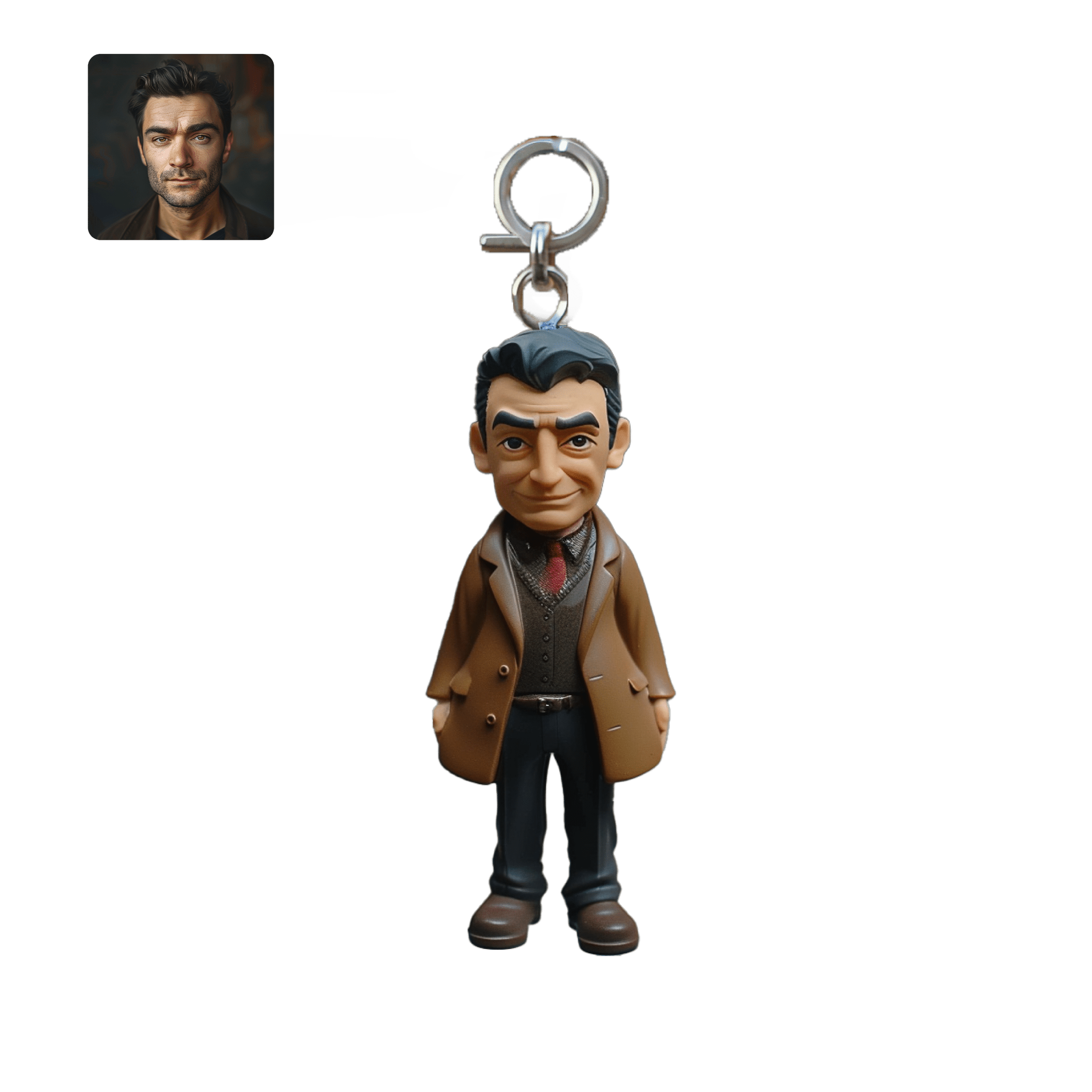 Customizabel single keychain Bobblehead handmade with photo Unique Gift ...